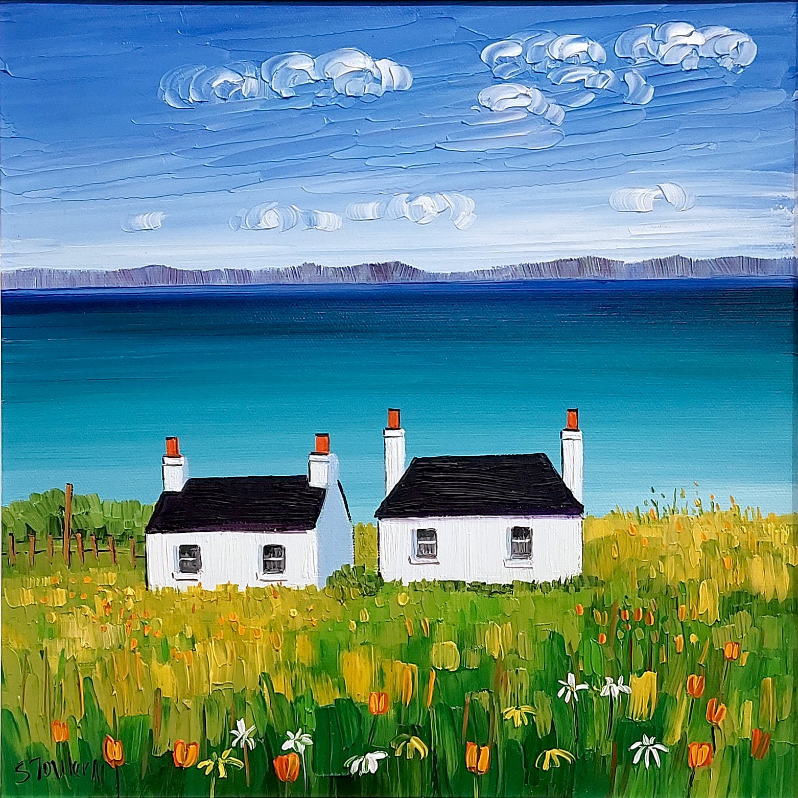 Sheila Fowler | Cottages at Treshnish, Mull – ScotlandArt Gallery